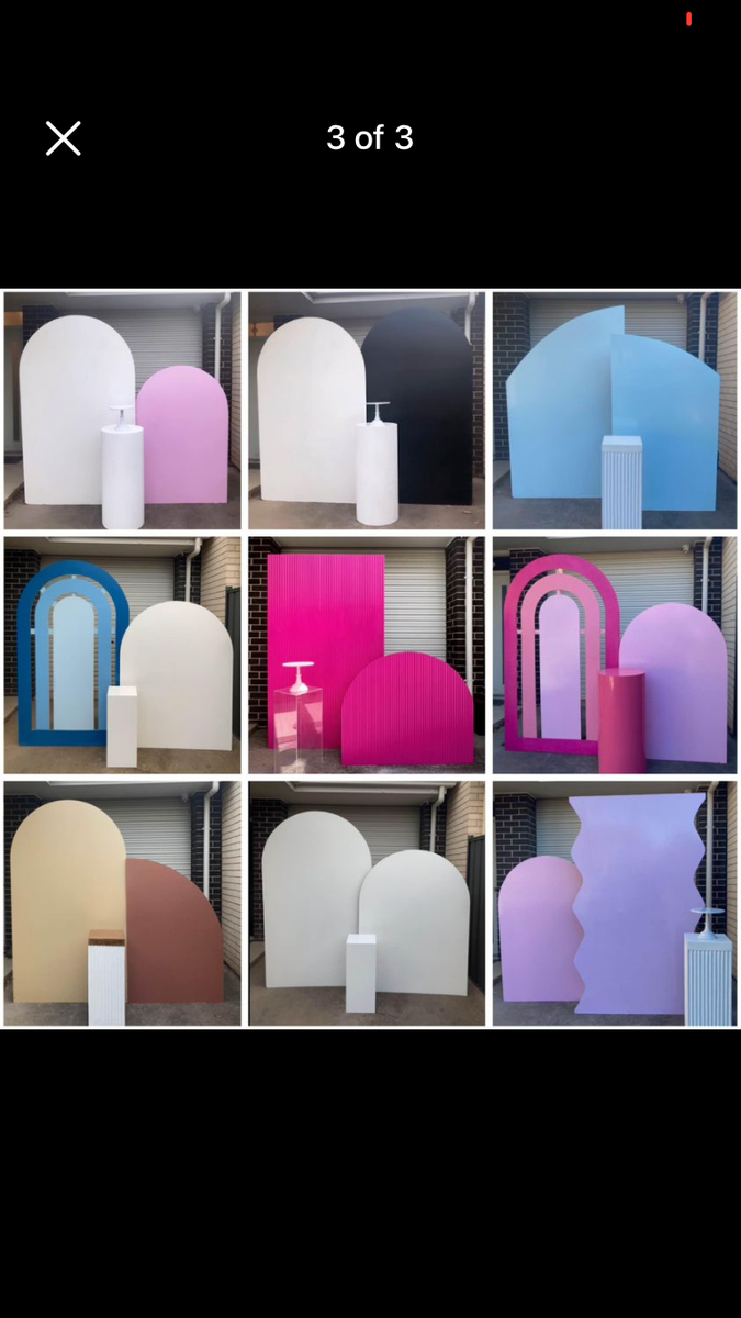 Package Hire includes 2 MDF Wooden backdrops + 1 plinth + 2 flowers ...